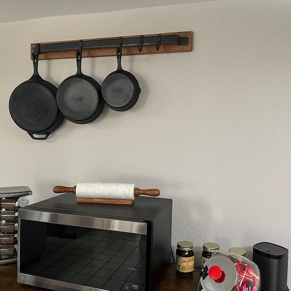 Hand Forged Cast Iron Pot Skillet Rack Hanger - Etsy