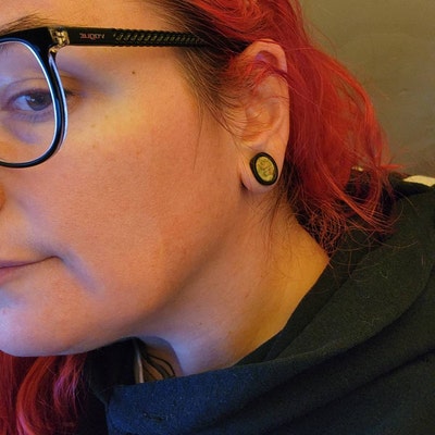 Combined Black Ear Plugs With Green Maple , Black and Green Ear Gauges ...