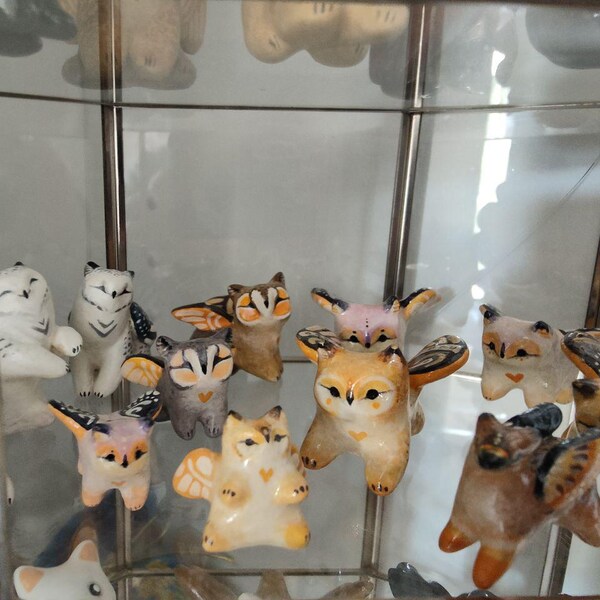 White Owl Griffin Figurine Snowy Gryphon Sculpture TO ORDER Tiny Clay ...