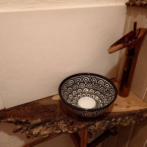 Antique Sink With Brass Rim Edge, Vessel Sink, Sink Bowl, Ceramic Basin ...