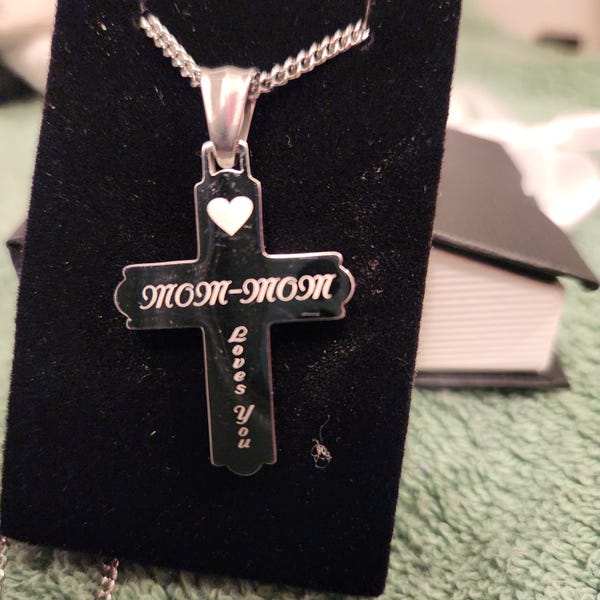 Personalized Stainless Steel Cross Necklace, Engraved Religious Pendant ...