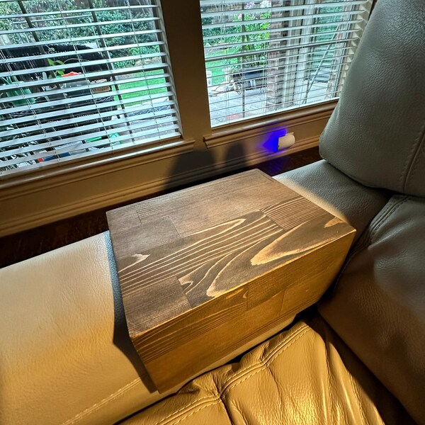 Sofa Arm Rest Table With Magazine Stand, Modern Wood Armrest Table ...