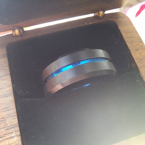 Guitar String Ring, Gold Wedding Band, Mens Ring, Guitar String Inlay ...