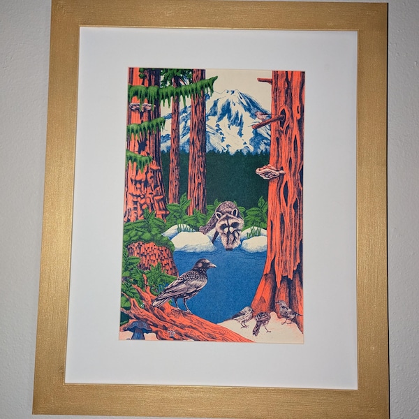 PNW Nature Scene Riso Print 11” X 17” - Etsy