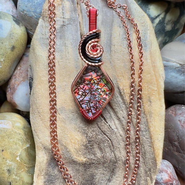 Tree of Life Wire Wrap Pendant Labradorite Round Wire Wrapped Pendant Handmade Boho Copper ...