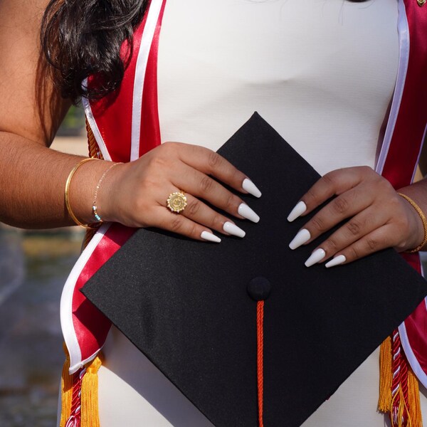 Gold Crest Class Ring • University Alumni Ring With White CZ • Custom ...