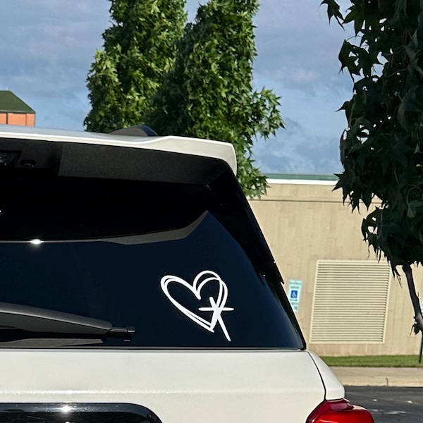 Heart Cross Car Decal, Christian Decal - Etsy