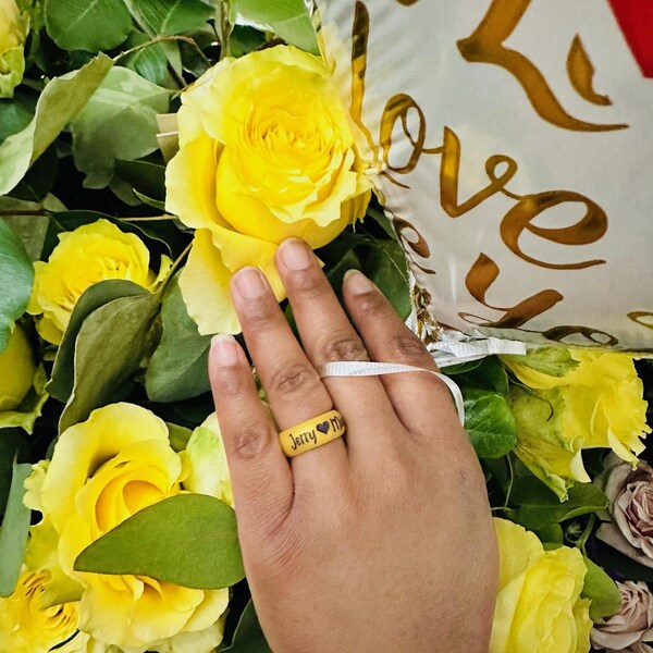 Personalized Engraved Silicone Ring 8MM - Wedding Band for Men and ...