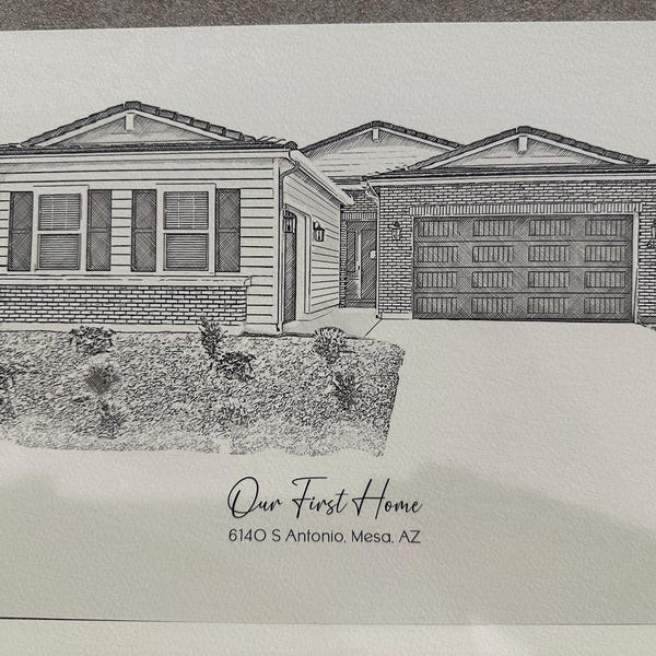 Custom Home Sketch, Personalized Digital House Portrait, House Drawing ...