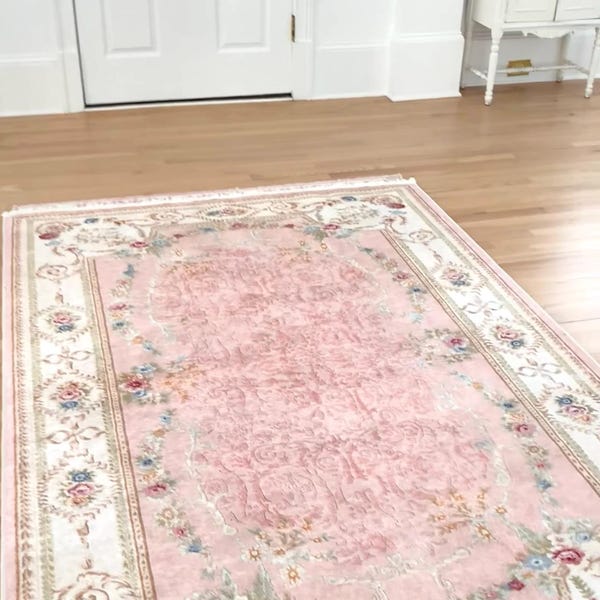 Vintage Pink Red Floral Rug – 160x230 Cm | Bohemian Distressed Area ...
