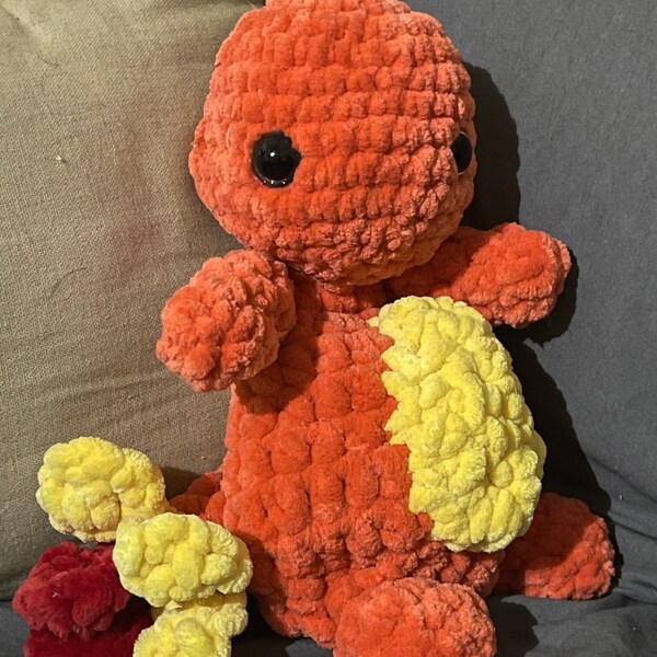 Char the Fire Lizard Crochet Pattern: Dino Pocket Monster Amigurumi ...