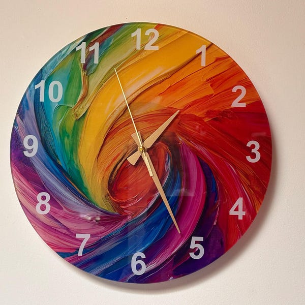 Glass Colorful Wall Clock Wall Art, Color Palette Tempered Glass Wall ...