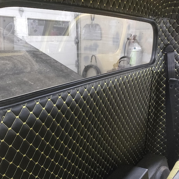 Quilted Vinyl Faux Leather Car Upholstery Fabric | 2"x2" 5x5cm Diamond ...