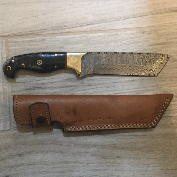 3.5" Titanium Coated Damascus Blade Custom Folding Knife W/ File-work ...