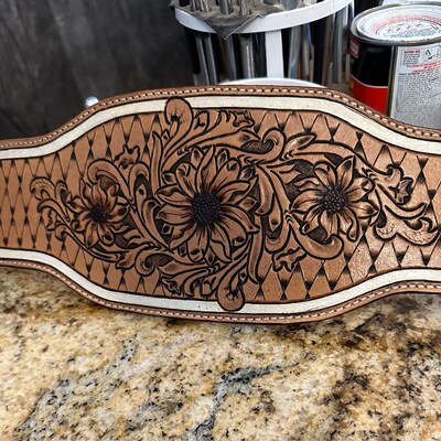Leather Belt Tooling Sunflower Feathers Design Pattern PDF - Etsy