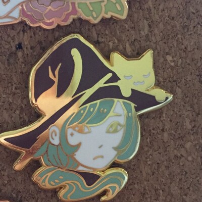Mint Witch With Cat Familiar Hard Enamel Pin STANDARD Grade - Etsy