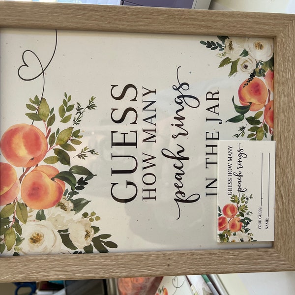 White Floral Peach Guess How Many Peach Rings Game Sweet Peach on the ...