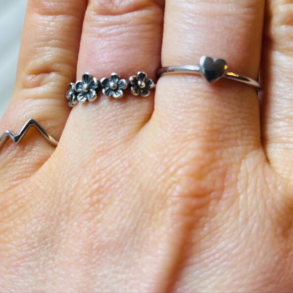 Thin Minimalist High Polished Simple Plain Silver Ring Band / Stackable Engagement Promise ...