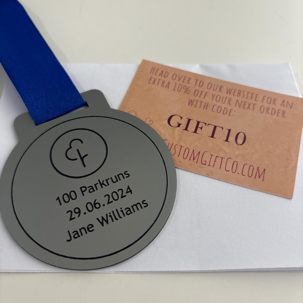 Personalised Acrylic Medal, Sports Medal, Engraved, Hiking, Running ...