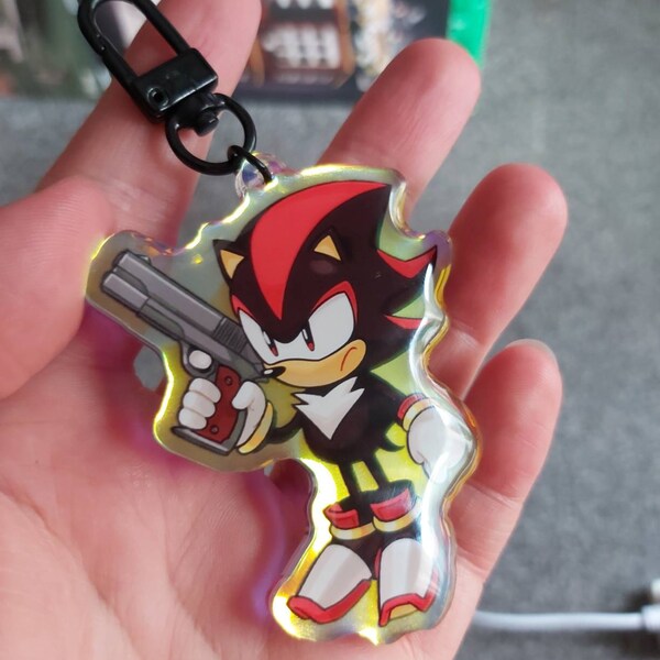 Shadow the Hedgehog 2.5in Holo Acrylic Charm Keychain Keyring - Etsy