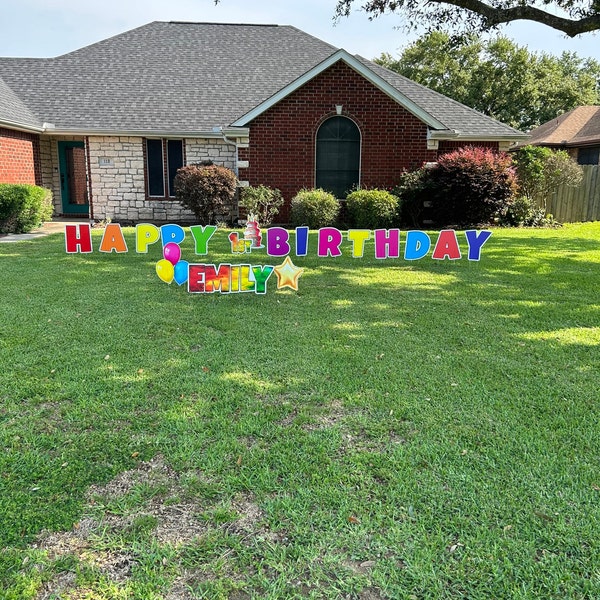 Happy Birthday Yard Signs, 24 Tall Outdoor Lawn Party Decorations ...