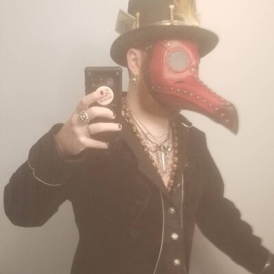 Plague Doctor Mask in Red Leather Steampunk Inspired Plague Doctor ...