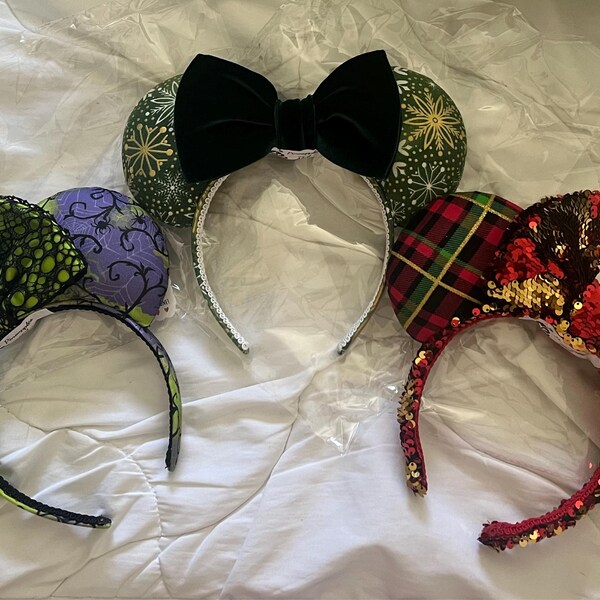 Red Sequin Santa Mickey Ears, Red Minnie Ears, Christmas Ears, Holiday ...