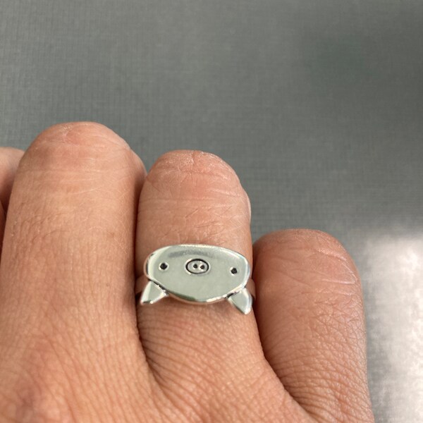 Sterling Silver Pig Ring - Silver Pig Head Ring - Etsy