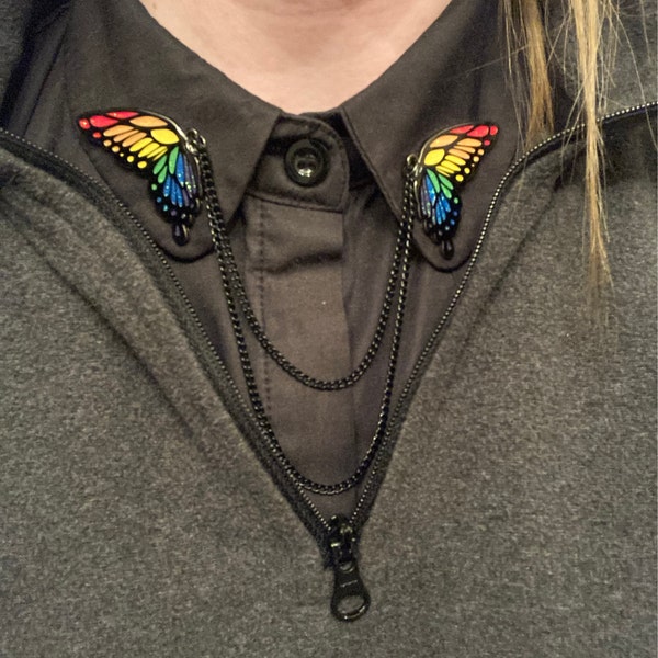 Pride Butterfly Wings Collar Pins Black Plate Hard Enamel Pins W ...