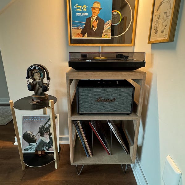 Record Table, Two Shelf LP Retro Record Side Table, Plant Stand - Etsy