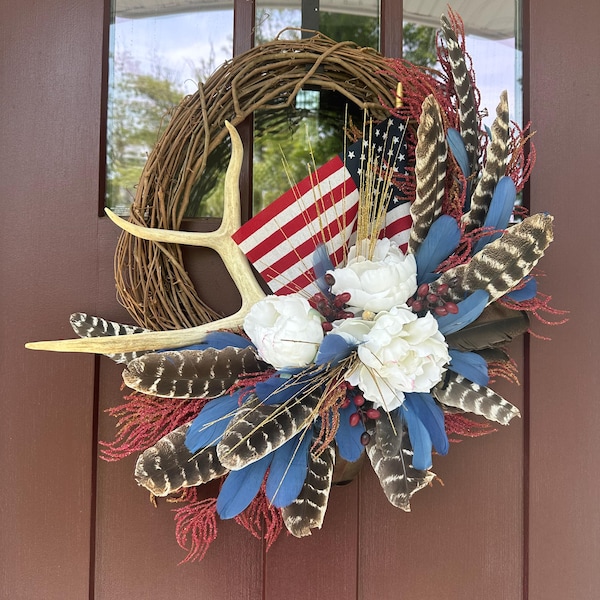 Antler Wreath-deer Antler Floral-deer Antler Wreath-woodland Wreath ...