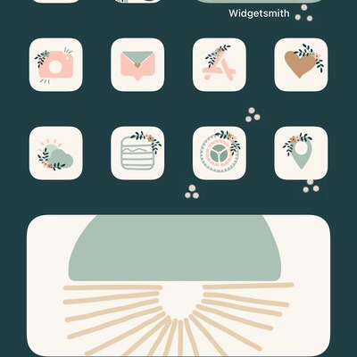 Boho Ios Handdrawn App Icons Boho Love Theme Pack Aesthetic Pink Blue ...