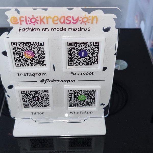 Multi QR Codes Scan Instagram Facebook Business Acrylic Sign Salon ...
