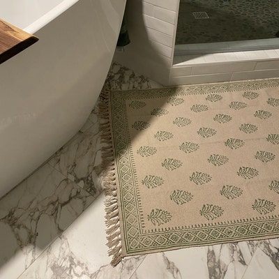 Green Buta Area Rug 3X5 FEET Cotton Rug Block Printed Rug - Etsy