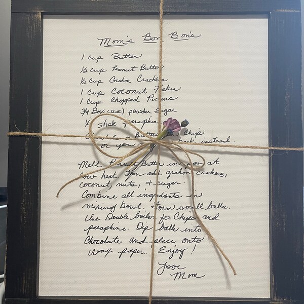 Keepsake Handwritten Frame - Freestanding or Hanging- Includes Editing ...