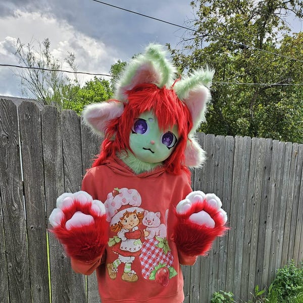 Kig Fursuit Head Cat Furry Head With Lolita Clips, Kig Kemono Fursuit ...