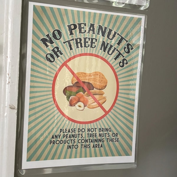 Tree Nut Allergy Sign, PRINTABLE INSTANT DOWNLOAD, Classroom, Daycare ...