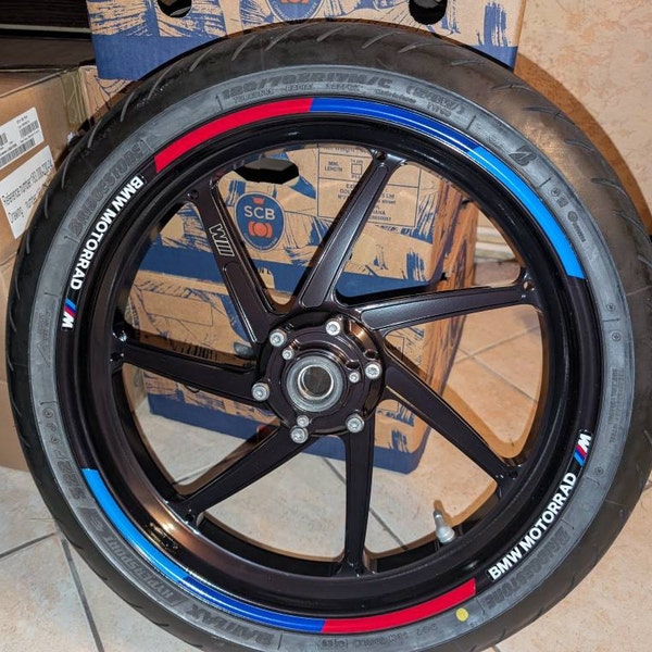Motorcycle Wheel Stickers Decals Set Rim Stripes Race Motorbike for BMW ...