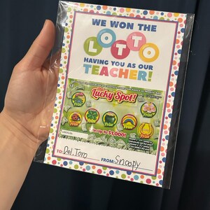 Teacher Gift Tag INSTANT DOWNLOAD Won the Lotto Teacher Favor Tag ...