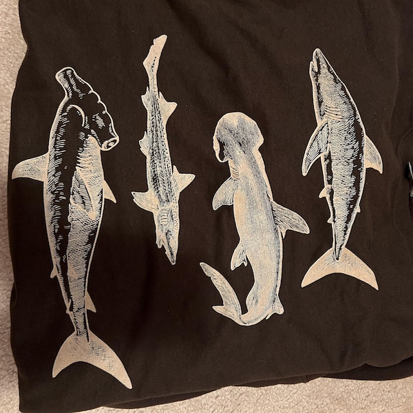 Vintage Shark Hoodie Hammerhead Sweatshirt Great White Hooded Sweater ...