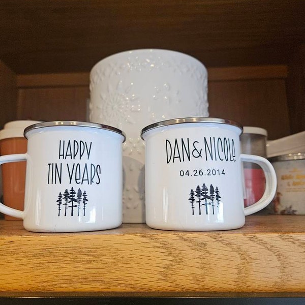 10 Years Anniversary Gift for Him Happy Tin Years Mugs, 10th ...