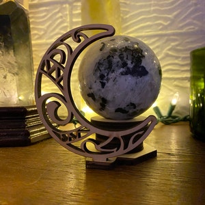Crescent Moon Sphere Stand / Quality Handmade/ Wooden/ Crystal - Etsy