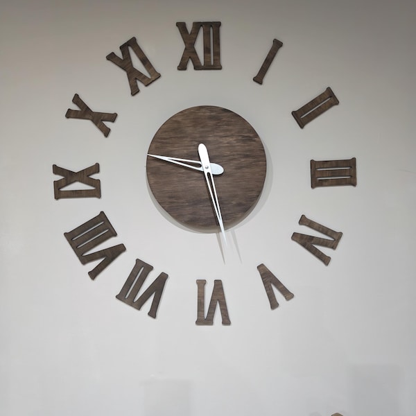 Large Wood Clock Wall, Clock With Separated Numbers, Roman Numeral Wall ...