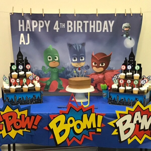 PJ Mask Vinyl Banner (PJ Mask Decoration) (PJ Mask Party) - 3 Feet X 5 ...