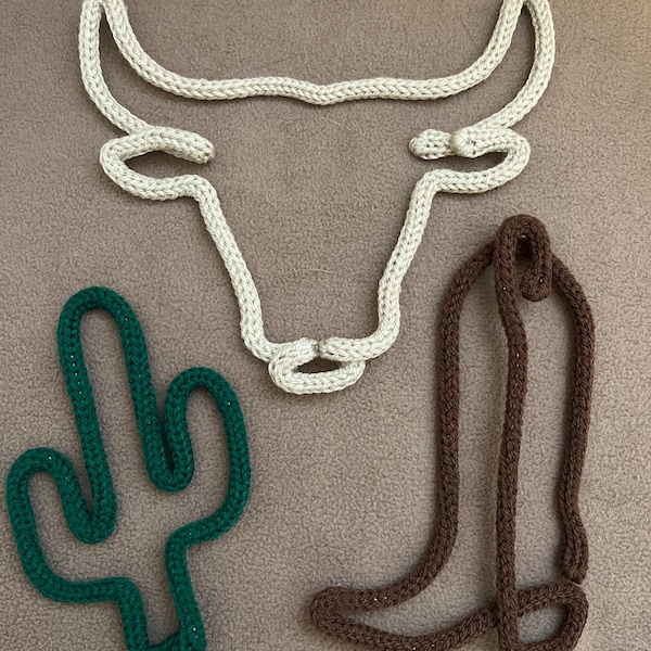 Knitted Wire Cowboy Hat Trio: Cactus, Boot, Hat - Western Decor - Etsy
