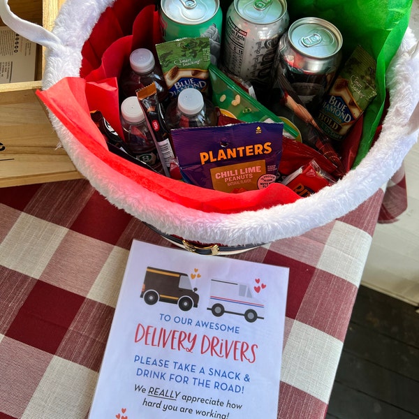 Delivery Driver Snack & Drink Sign, Mail Carrier, Packages, Essential ...