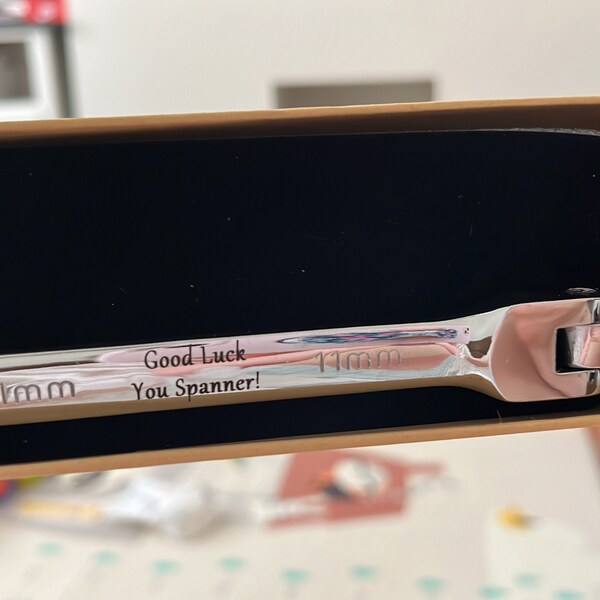 10mm Engraved Business Logo Ratchet Spanner Keyring Quality Gift Idea ...