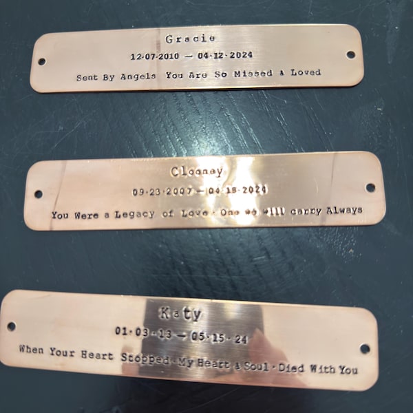 Personalized Memorial Plaque, Name Plate, Handstamped Memorial Tags ...