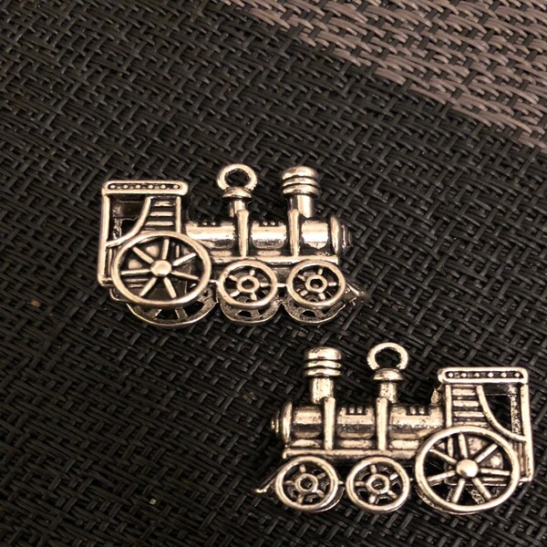 2 Train Charms 28mm Wholesale Antiqued Silver Plated Pendants SC0080029 ...