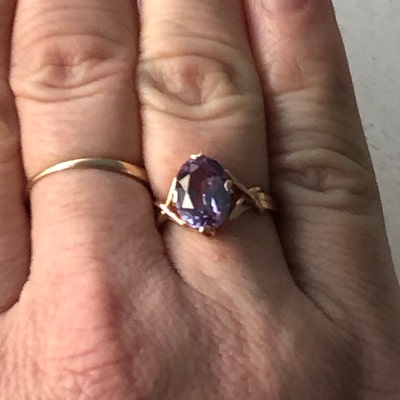 Vintage Original 583 Gold Ring, Solid Gold 14k, Corundum Ring, Rose ...